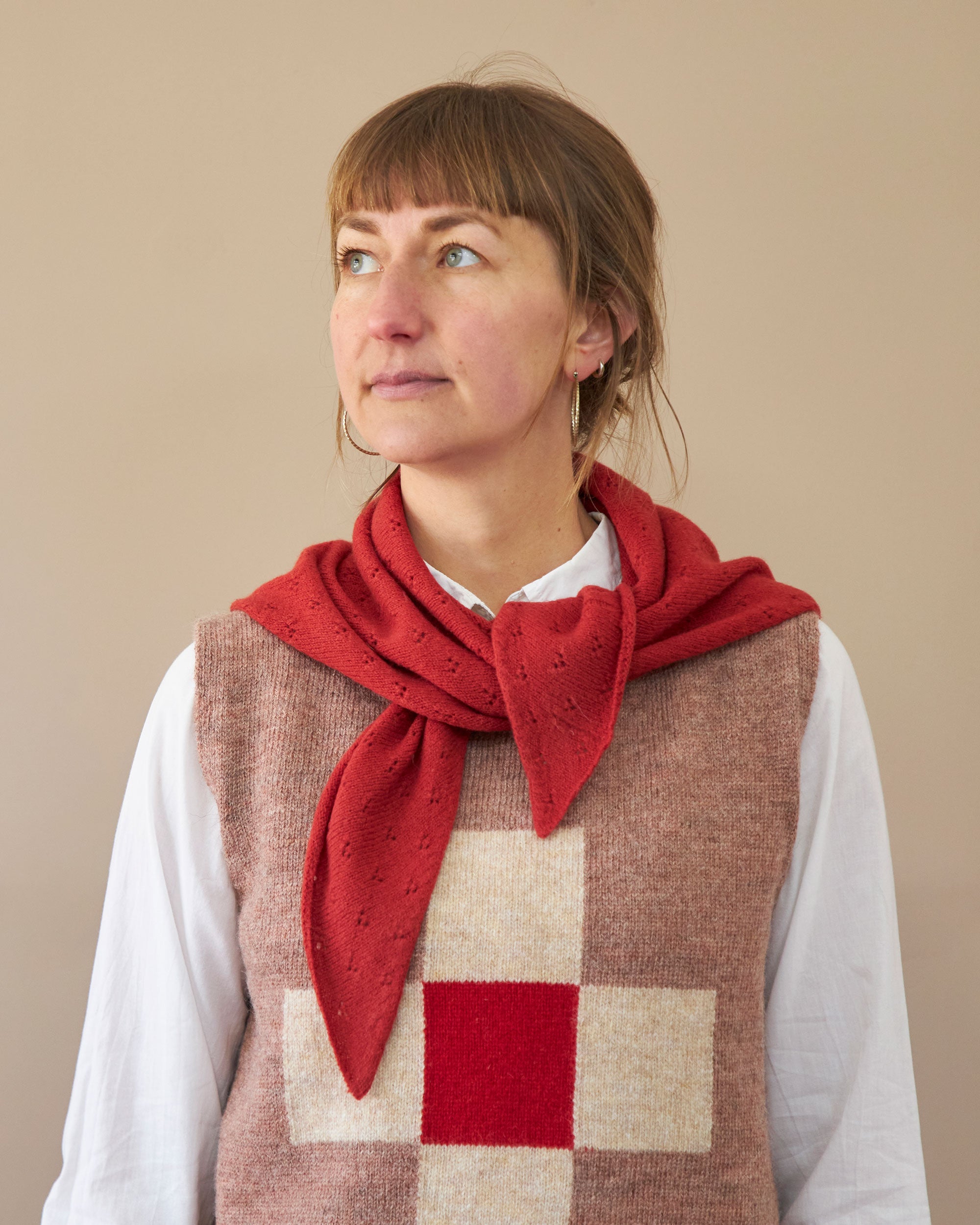 Pointelle Neckerchief | Red – ROVE Knitwear