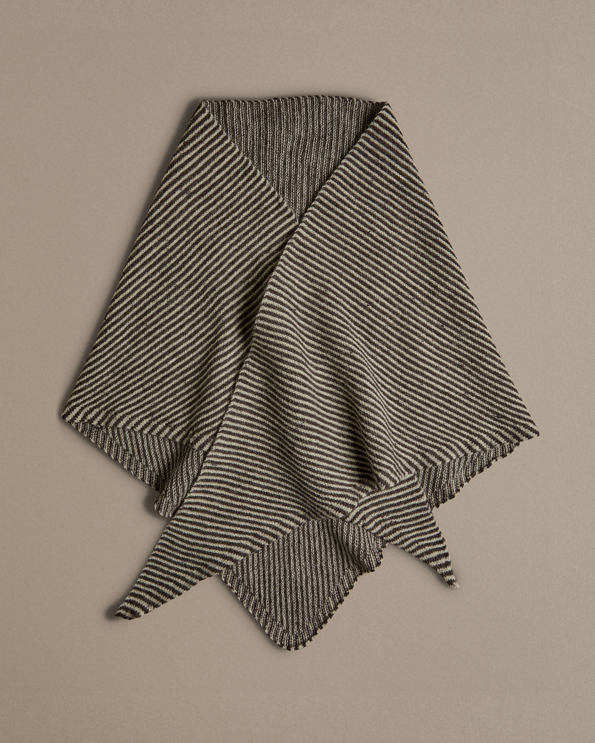 Brown Stripe British Wool Triangle Shawl Scarf Made in UK – ROVE Knitwear