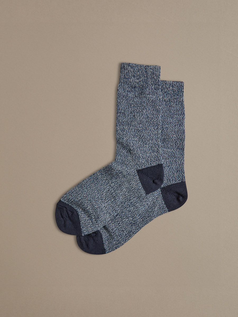 Unisex Denim Blue Fine Merino Breathable Wool Socks UK – ROVE Knitwear
