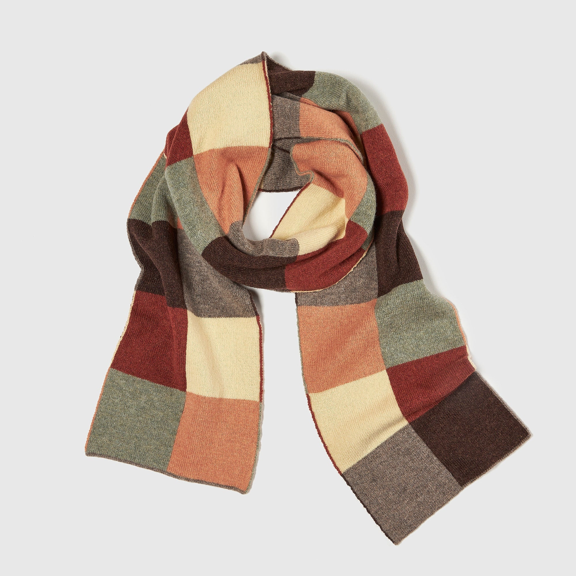 Womens Soft British Wool Chequerboard Scarf in Rust – Rove Knitwear